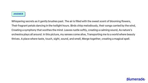 Solved In A Paragraph Describe The Picture Using Your Sensory