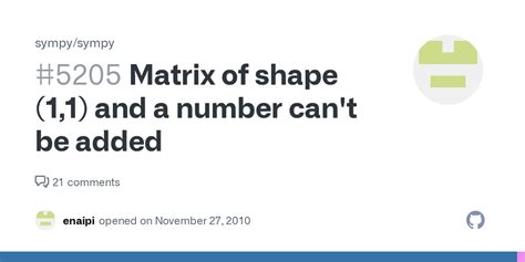 Matrix Of Shape And A Number Can T Be Added Issue Sympy Sympy GitHub