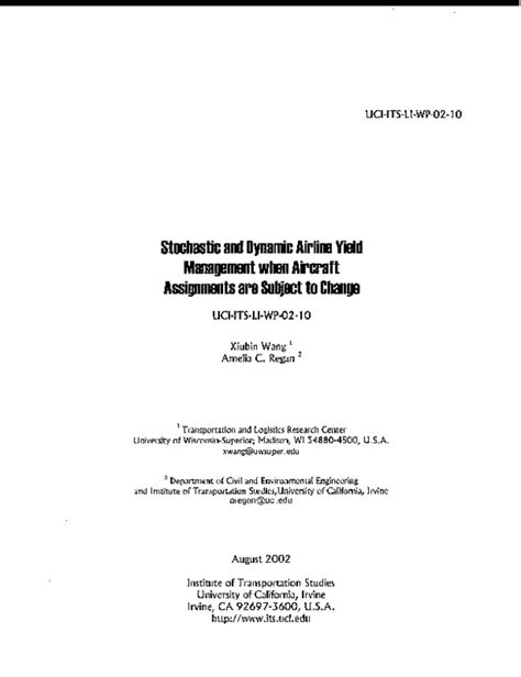 pdf stochastic and dynamic airline yield management when aircraft