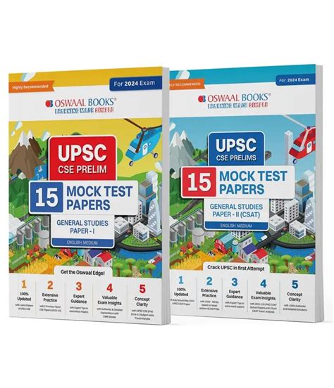 Oswaal Upsc Cse Prelims 15 Mock Test Papers Paper 1 And 2 Set Of 2 Books 2024 Exam