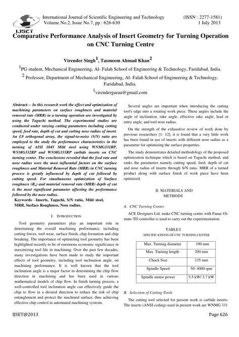 PDF Comparative Performance Analysis Of Insert Geometry For Turning Operation On CNC Turning PDF Comparative Performance Analysis Of Insert Geometry For Turning Operation On CNC Turning