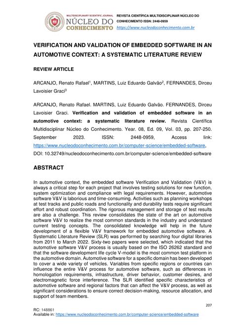 Pdf Verification And Validation Of Embedded Software In An Automotive