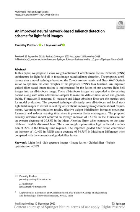 an improved neural network based saliency detection scheme for light
