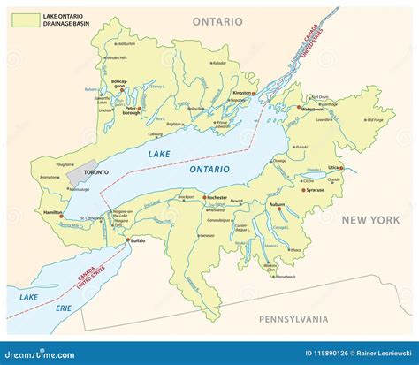 Lake Ontario Vector Map Isolated On White Background High Detailed