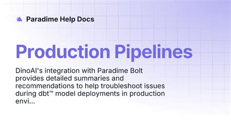 Production Pipelines Paradime Help Docs