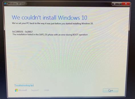 Windows 10 Upgrade Error Safeos Boot 0xc1900101 0x20017 Windows