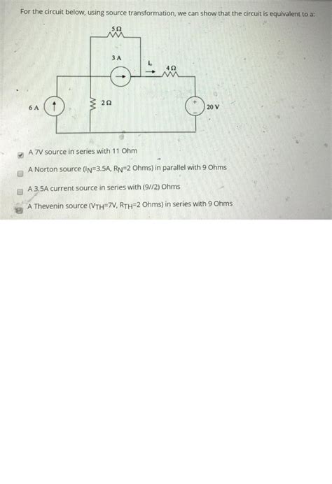 Solved For The Circuit Below Using Source Transformation