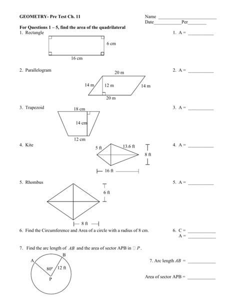 19 Geometry Chapter 11 Test Tammypatricija
