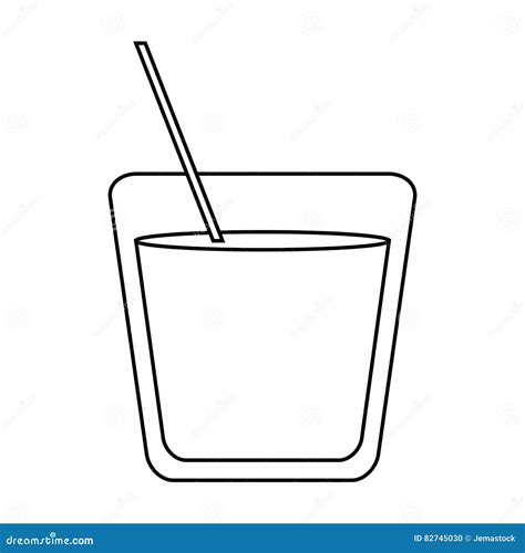 Glass Cocktail Drink Straw Outline Stock Vector Illustration Of Party Pictogram