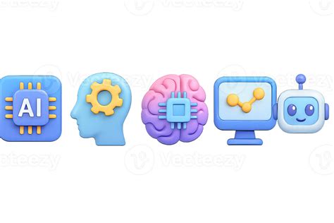 Colorful 3d Icons Representing Ai Concepts And Technology Elements 66571228 Png