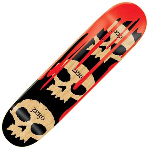 Zero Skateboards 3 Skulls With Blood Blackrednatural Skateboard Deck