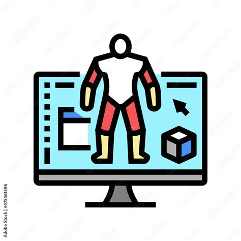 3d Modeling Characters Color Icon Vector 3d Modeling Characters Sign