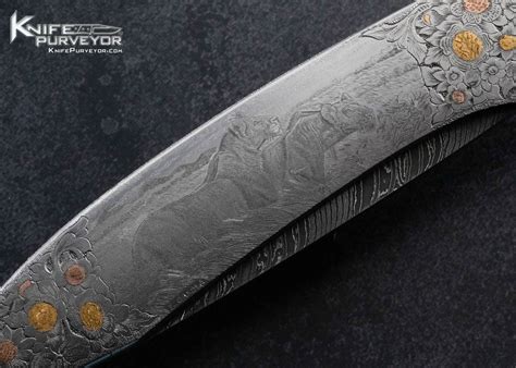 Scott Sawby Custom Knife Lorenzo Gamba Engraved Damascus Tern Selflock