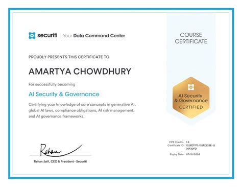 Amartya Chowdhury On Linkedin Ai Governance Certification