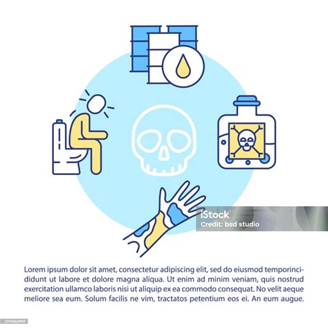 중독 증상 개념 아이콘 텍스트 독성 물질 효과 인간 유기체 반응 Ppt 페이지 벡터 템플릿 브로셔 잡지 선형 일러스트가 있는 소책자 디자인 요소 개념에 대한 스톡 벡터 아트