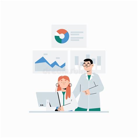 Laboratory Scientists In Flat Vector Illustration Representing Teamwork Research And Data