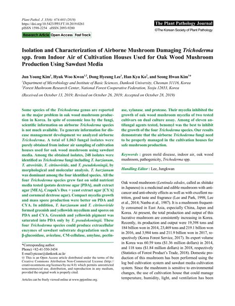 Pdf Isolation And Characterization Of Airborne Mushroom Damaging Trichoderma Spp From Indoor