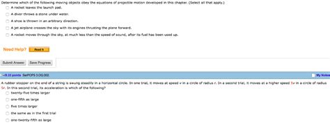solved determine which of the following moving objects obey