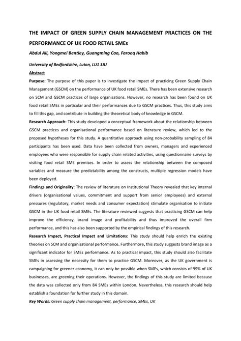 Pdf The Impact Of Green Supply Chain Management Practices On The