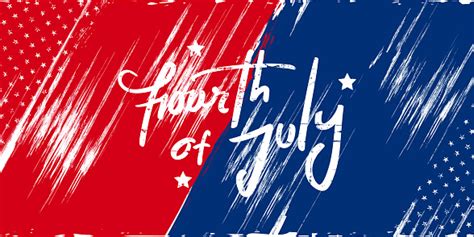 7월 4일 미국 불꽃놀이는 레드와 블루 그런지 브러쉬 빈티지 레트로 배경에 별이 있는 디자인을 기념합니다 벡터 디자인 4에 대한 스톡 벡터 아트 및 기타 이미지 Istock