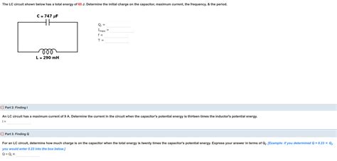 Solved The Lc Circuit Shown Below Has A Total Energy Of 65