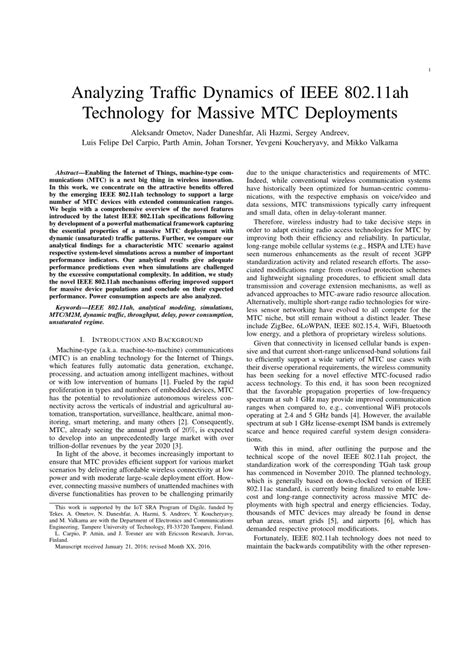 pdf system level analysis of ieee 802 11ah technology for unsaturated