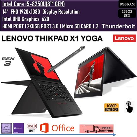 LENOVO THINKPAD X1 YOGA 3RD GEN CORE I5 8TH GEN 8GB RAM 256GB SSD Computers Tech Laptops