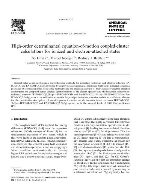 Pdf High Order Determinantal Equation Of Motion Coupled Cluster Calculations For Ionized And