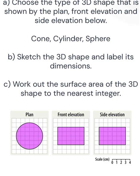 Solved Choose The Type Of 3d Shape That Is Shown By The Plan Front