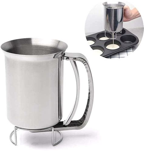 휴대용 케이크 팬케이크 반죽 디스펜서 스테인리스 스틸 전문 반죽 깔때기 주방 도구 베이킹 케이크 컵 케이크 티몬