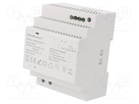 50922 QOLTEC - Power supply: switched-mode | 85W; 12VDC; 7.1A; 220÷ ...