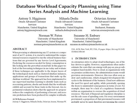 Database Workload Capacity Planning Using Time Series Analysis And