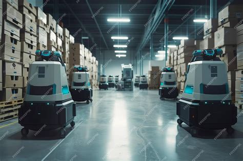 premium ai image autonomous robots delivery in warehouses smart