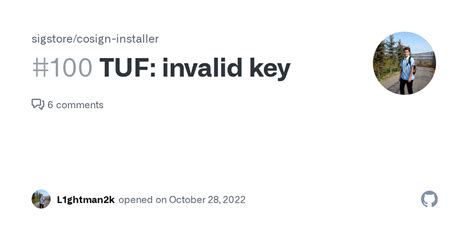 Tuf Invalid Key · Issue 100 · Sigstorecosign Installer · Github