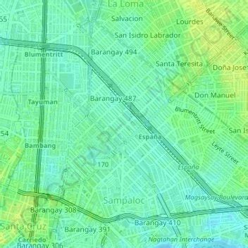 Sampaloc Topographic Map Elevation Terrain