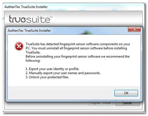 error installing authen tec truesuite