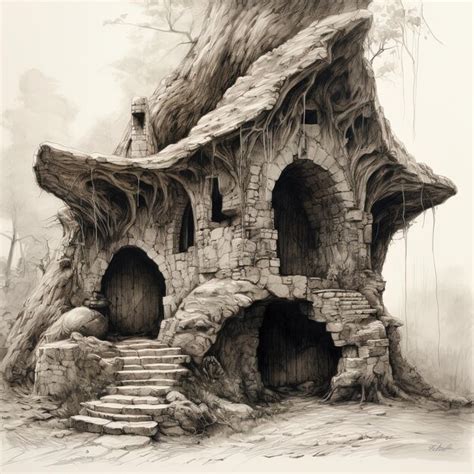 Premium Ai Image A Drawing Of A House With A Tree In The Corner
