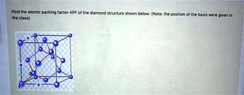 Solved Find The Atomic Packing Factor Apf Of The Diamond Structure Shown Below Note The