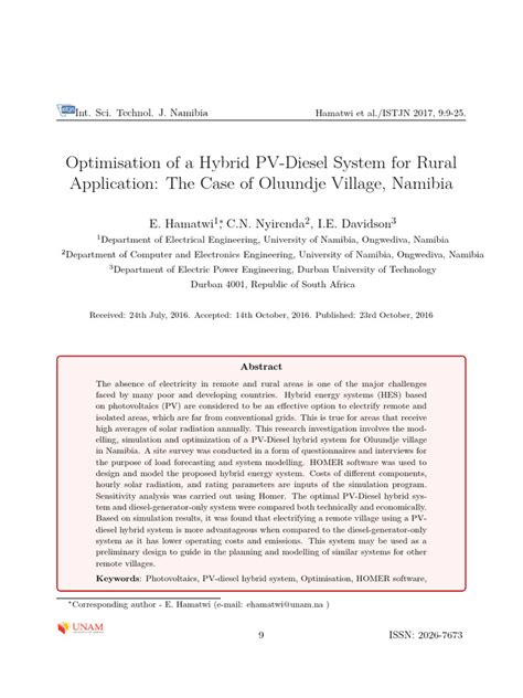 Optimisation Of A Hybrid Pv Diesel Syste Pdf Photovoltaic System
