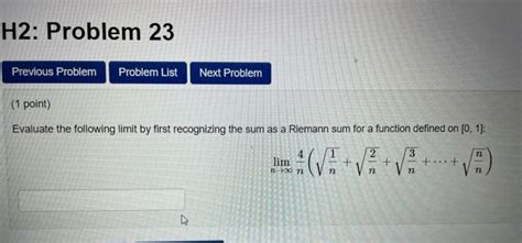 solved evaluate the following limit by first recognizing the
