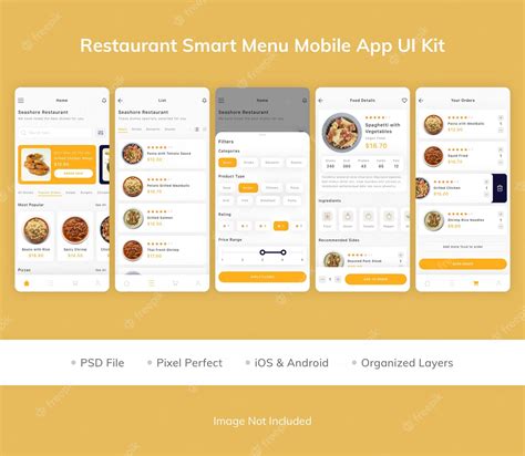 Premium Psd Restaurant Smart Menu Mobile App Ui Kit