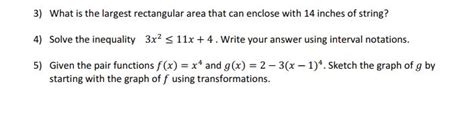 Solved 3 What Is The Largest Rectangular Area That Can
