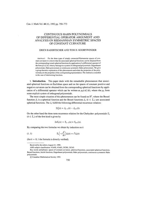 Continuous Hahn Polynomials Of Differential Operator Argument And Analysis On Riemannian