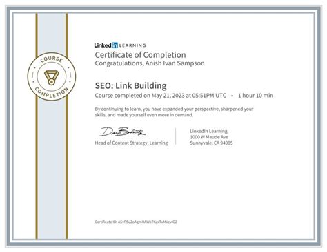 anish ivan sampson on linkedin certificate of completion