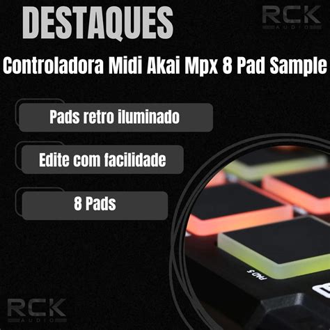 Controladora Midi Akai Mpx 8 Pad Sample