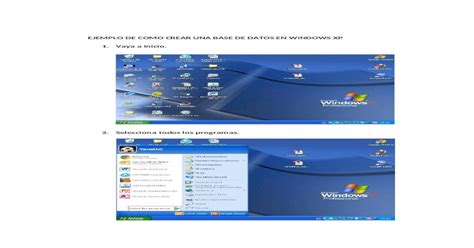 Ejemplo De Como Crear Una Base De Datos En Windows Xp Docx Document