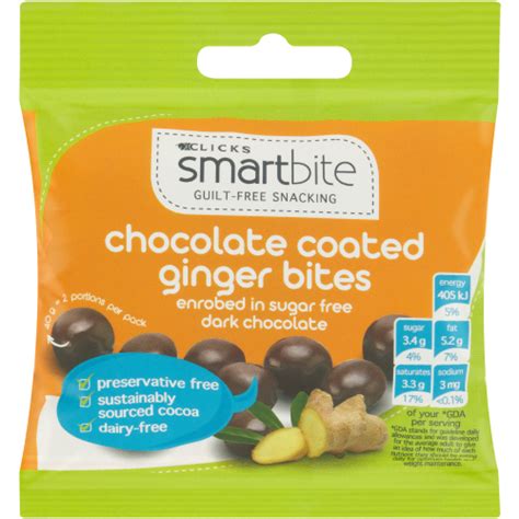 Smartbite Coated Ginger Bites Dark Chocolate 40g Clicks