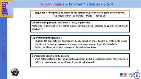 algorithmique programmation au cycle 4 enseignements pratiques