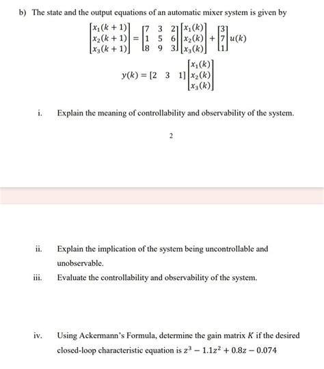 Solved B The State And The Output Equations Of An Automatic Chegg