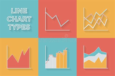 Chart Types Flat Line Icons Linear Graph Column Pie Donut Diagram Financial Report